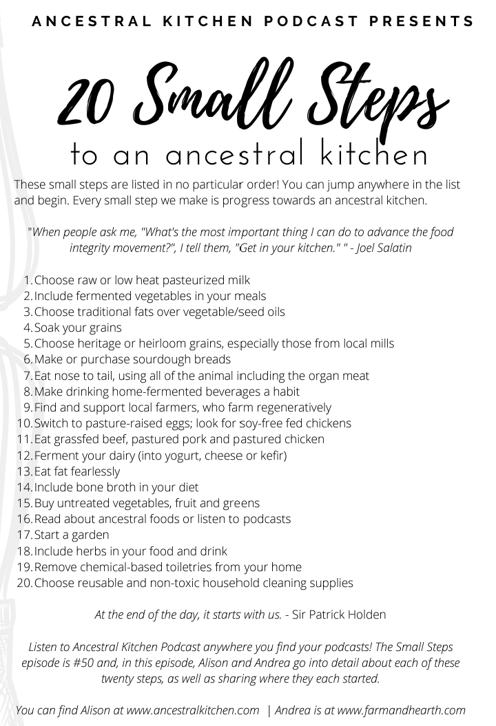 20 Small Steps To An Ancestral Kitchen – Free Printable – Ancestral Kitchen